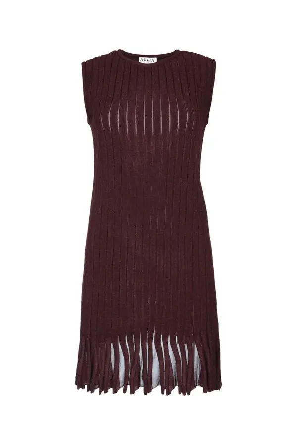 Alaïa Ribbed Knit Dress - Multicolor