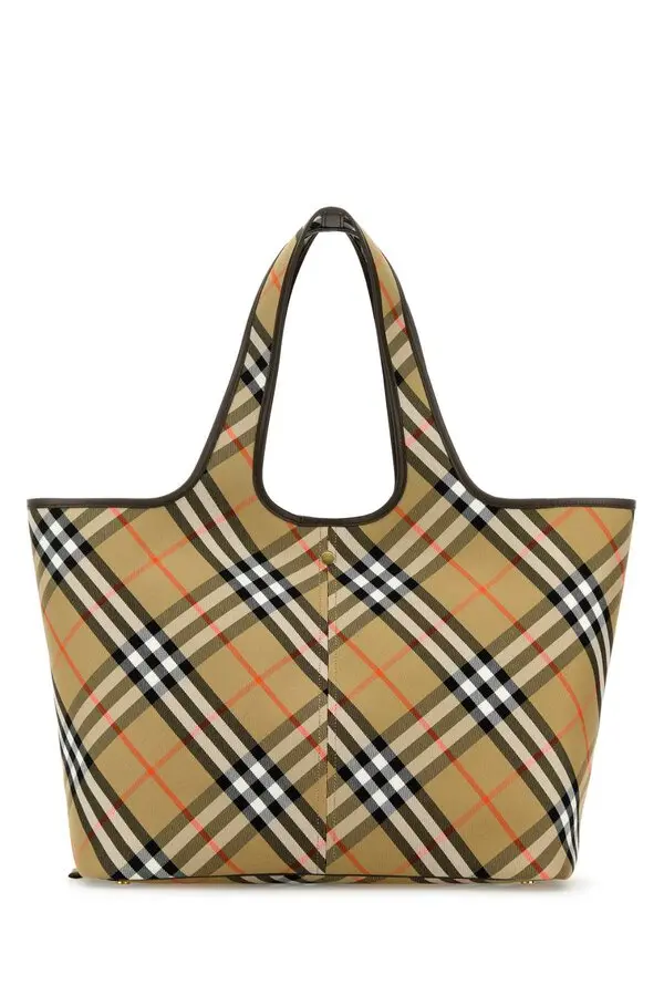 Burberry Embroidered Canvas Medium Check Shopping Bag - Multicolor