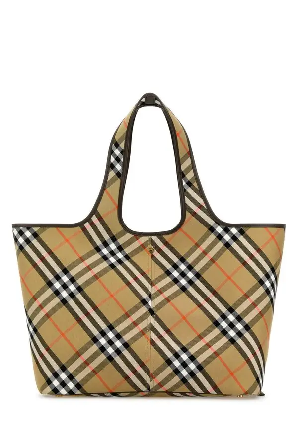 Burberry Embroidered Canvas Medium Check Shopping Bag - Multicolor