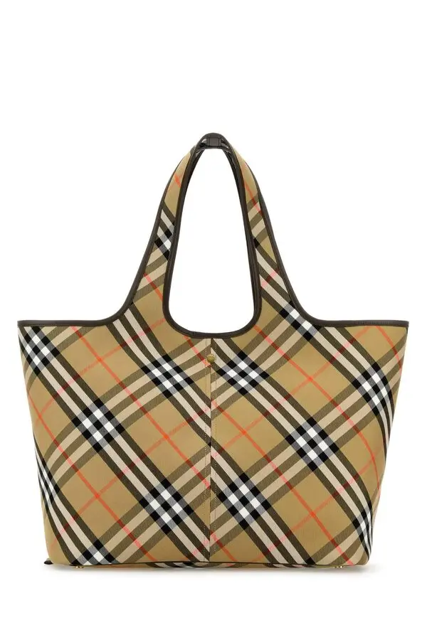 Burberry Embroidered Canvas Medium Check Shopping Bag - Multicolor