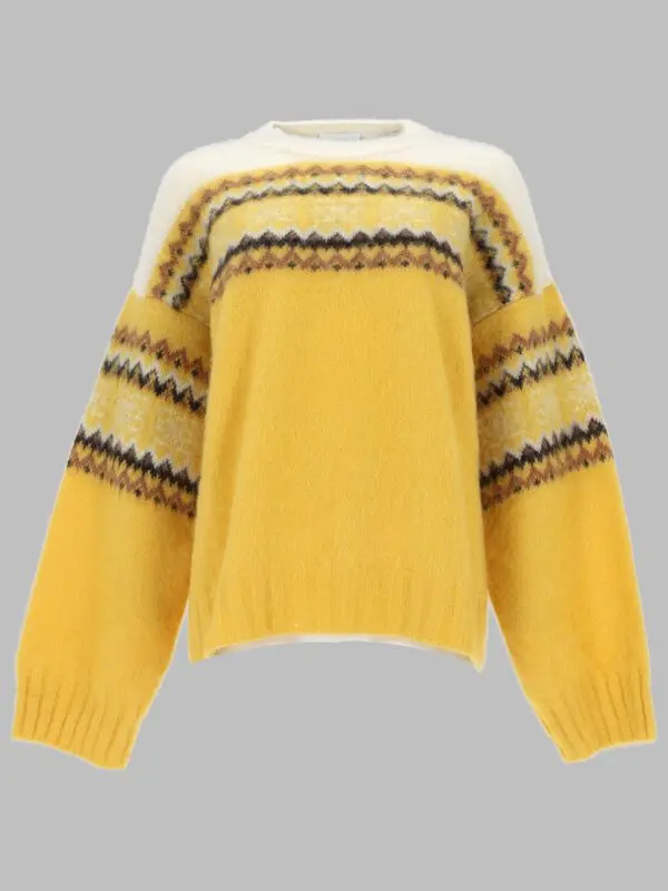 GANNI Knit Inlay Sweater - Yellow