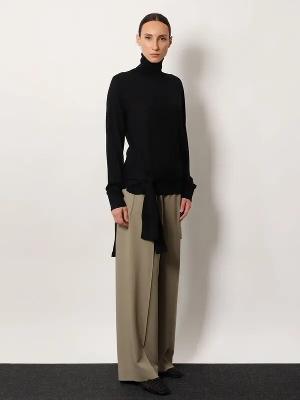TOTEME Wool And Silk Ribbed Turtleneck Dress - Black
