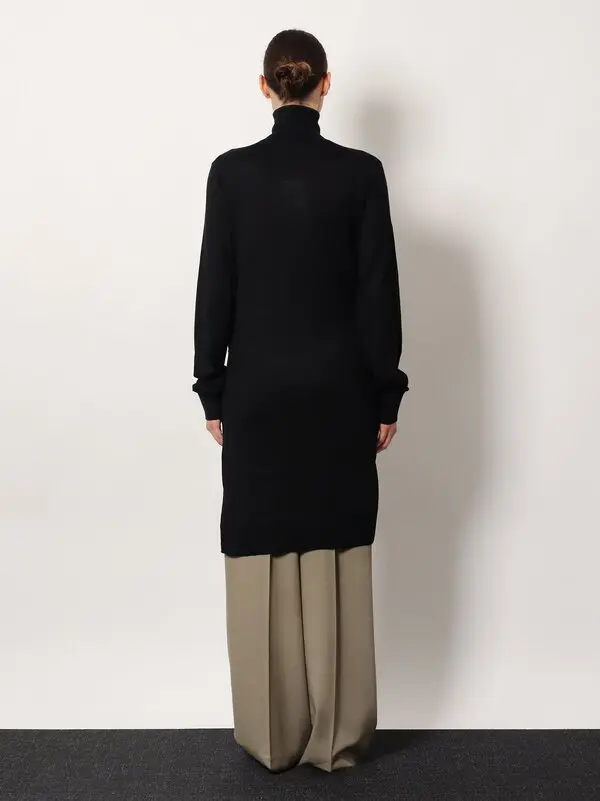 TOTEME Wool And Silk Ribbed Turtleneck Dress - Black
