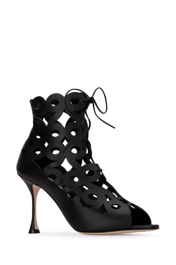 Manolo Blahnik Black Cut-out Ankle Boots - Multicolor