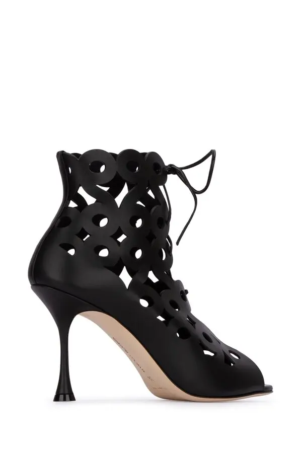 Manolo Blahnik Black Cut-out Ankle Boots - Multicolor