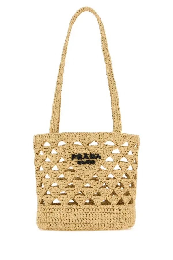 Prada Woven Raffia Handbag - Brown