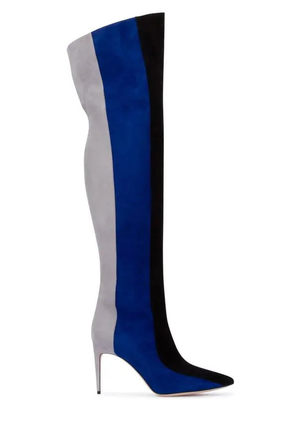 Manolo Blahnik Color-blocked Suede Over-the-knee Boots