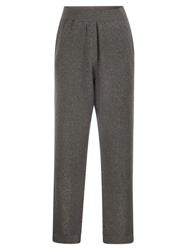 Brunello Cucinelli English Rib Cotton And Viscose Pants - Multicolor