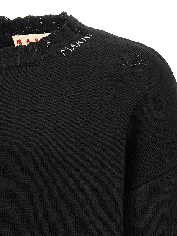Marni Destroyed Effect Crew Neck Sweater
