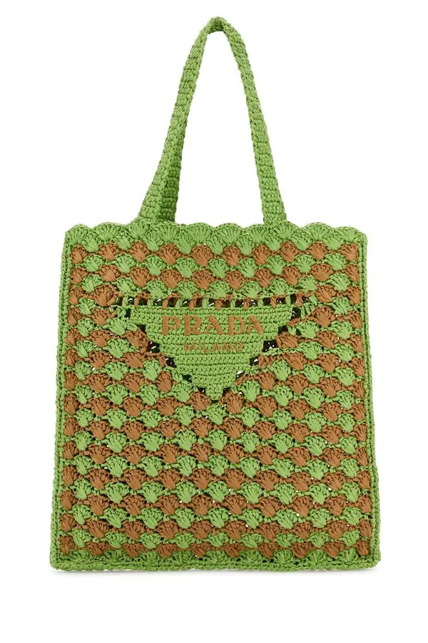 Prada Two-tone Raffia Shopping Bag - Multicolor