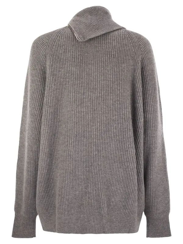 Sportmax Salpa Cashmere-blend Sweater With Zip - Gray
