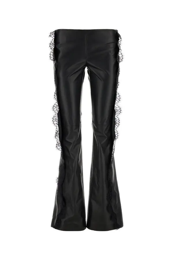 Off-White Lace Detailed Leather Pants - Multicolor