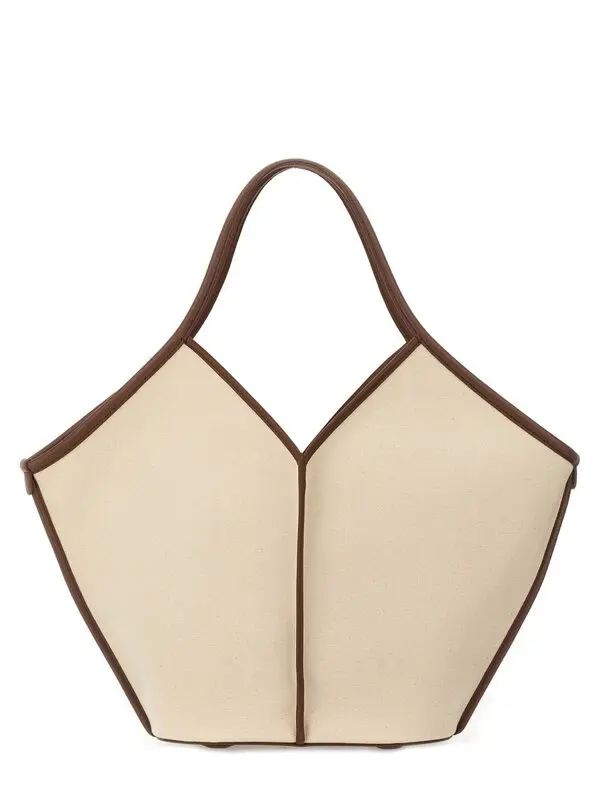 Hereu Calella Tote Bag With Leather Trim - Cream