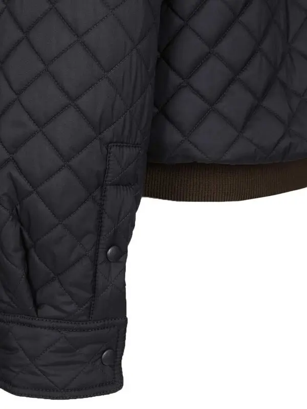 Loewe Quilted Technical Fabric Jacket With Corduroy Collar And Leather Pocket