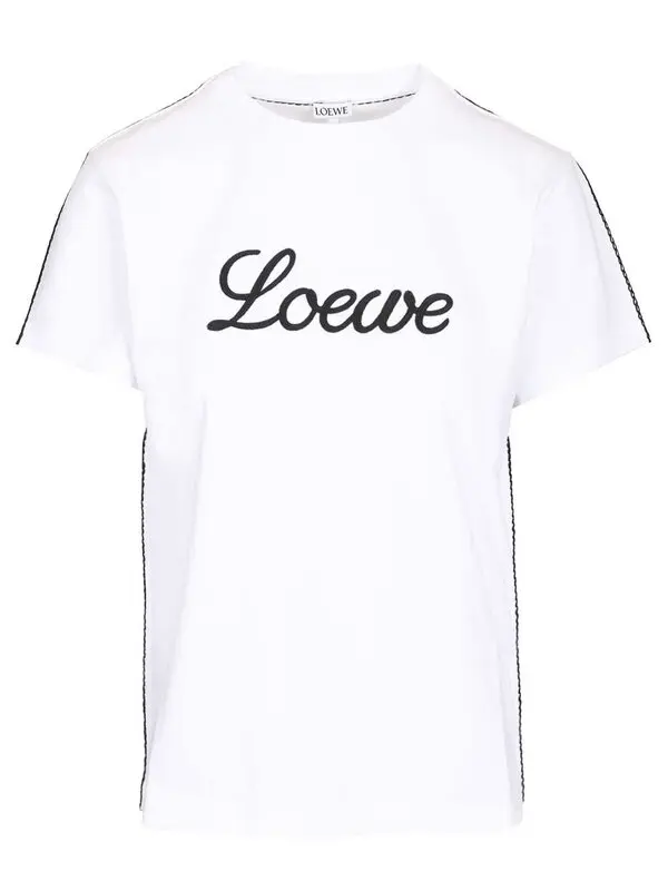 Loewe Relaxed Fit Embroidered Cotton T-shirt - White
