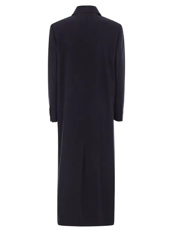 Brunello Cucinelli Long Double-breasted Wool Coat With Monile Embellishment