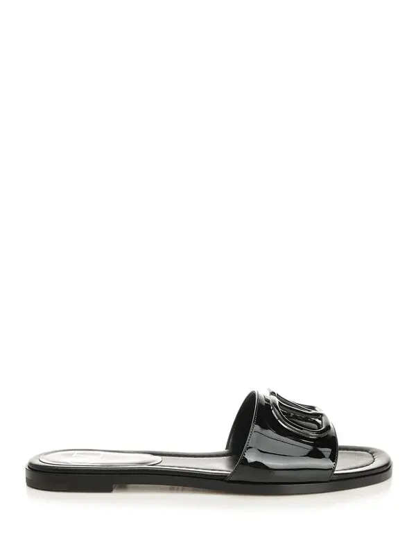 Valentino Garavani Vlogo Signature Patent Leather Slide Sandals