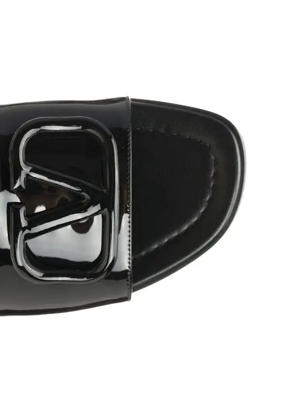 Valentino Garavani Vlogo Signature Patent Leather Slide Sandals