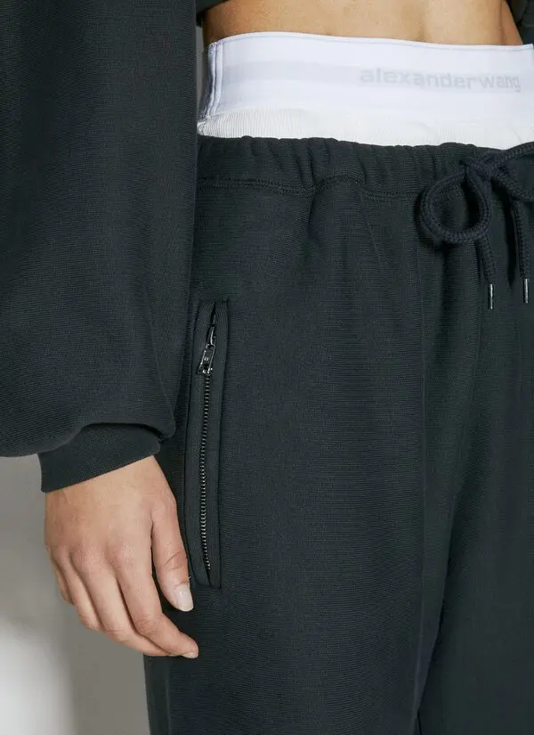 Alexander Wang Wide Leg Fleece Track Pants - Black