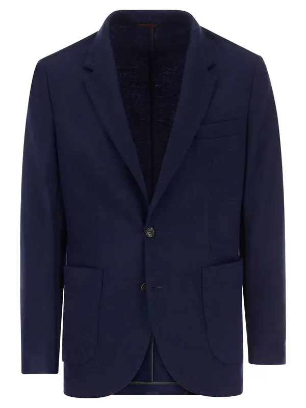 Brunello Cucinelli Cashmere Jersey Blazer With Patch Pockets - Blue