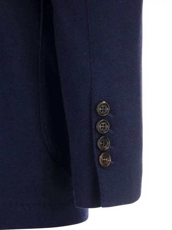 Brunello Cucinelli Cashmere Jersey Blazer With Patch Pockets - Blue