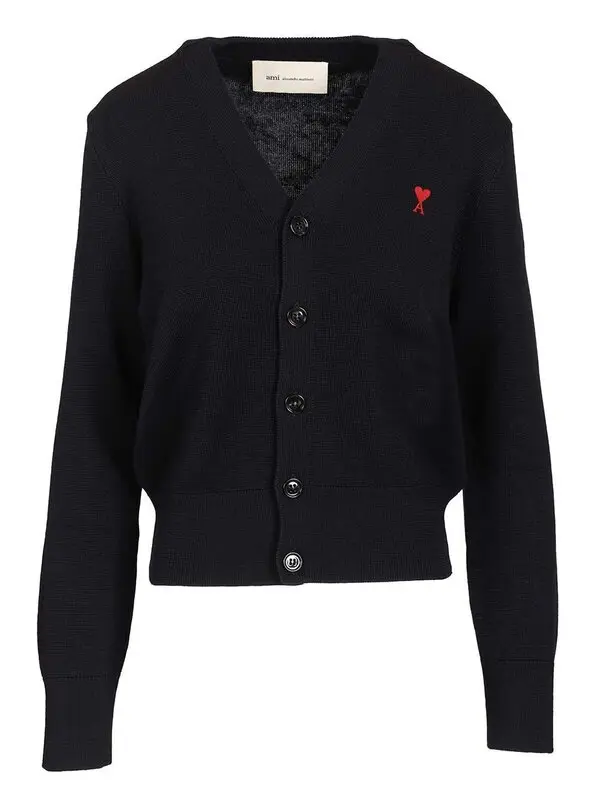 AMI Paris De Cœur Wool Cardigan - Blue