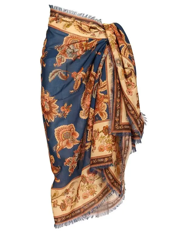 Zimmermann Printed Cotton Pareo With Fringe - Multicolor