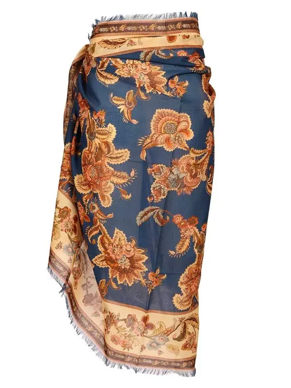 Zimmermann Printed Cotton Pareo With Fringe