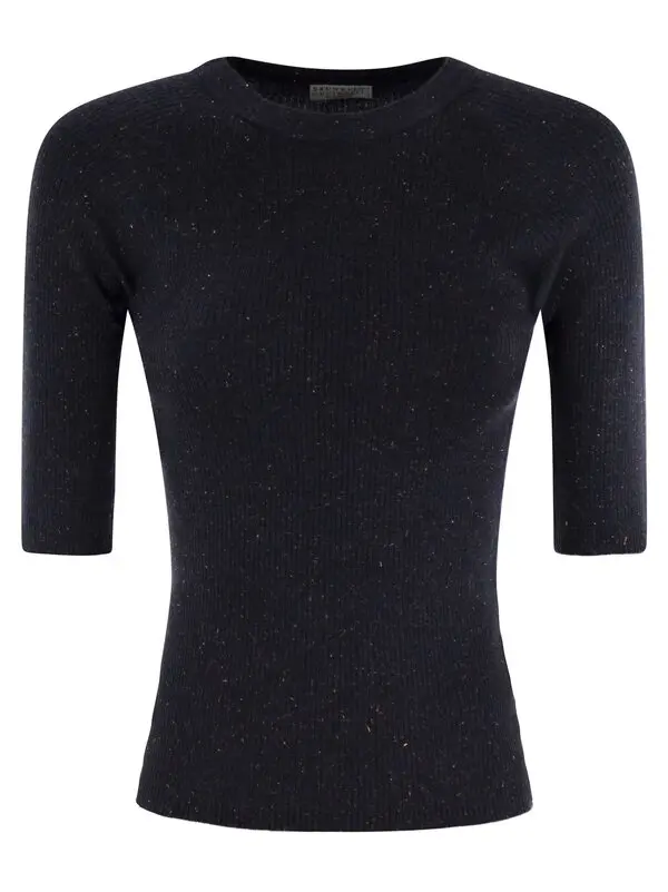 Brunello Cucinelli Sparkling Ribbed Cashmere Sweater