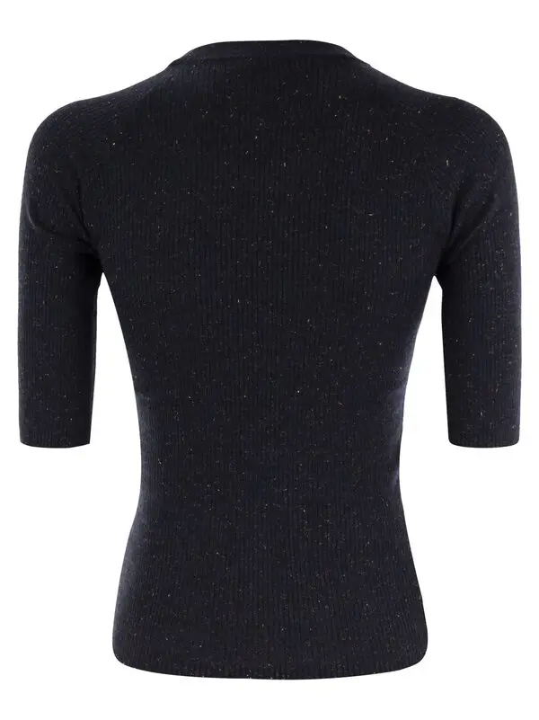 Brunello Cucinelli Sparkling Ribbed Cashmere Sweater