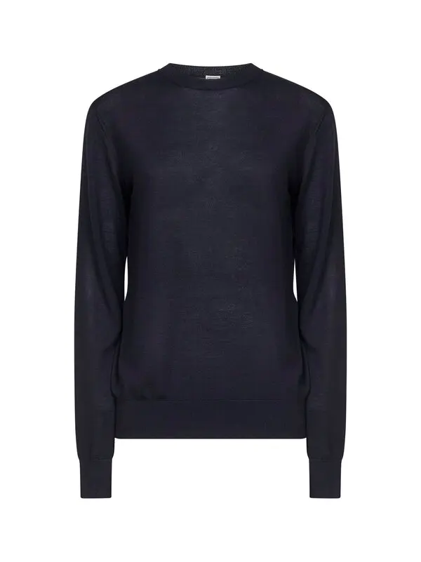 TOTEME Midnight Blue Merino Wool And Silk Fine Knit Sweater - Multicolor