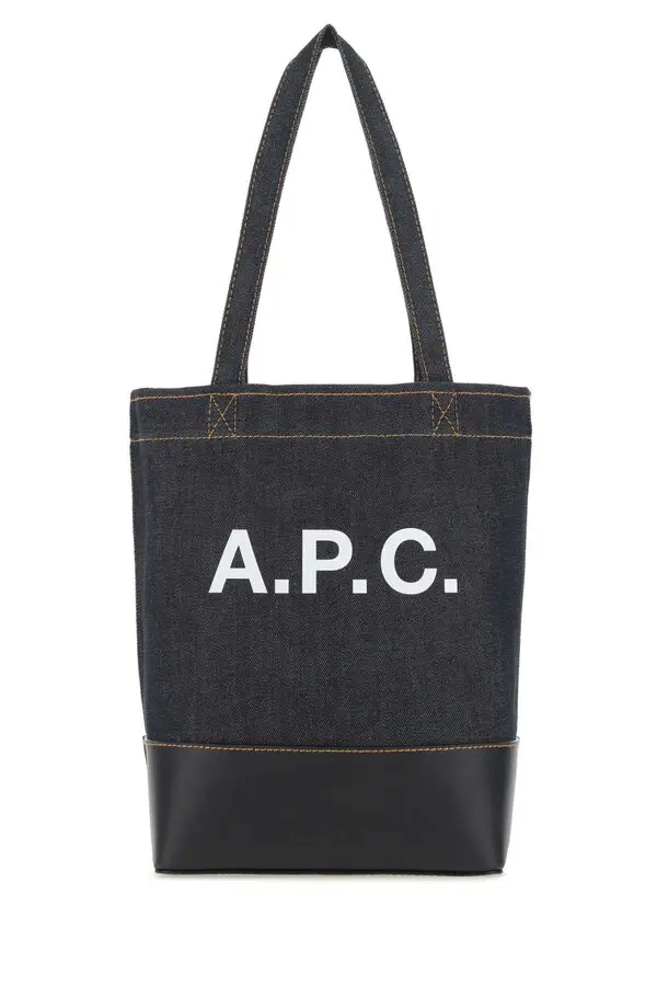 A.p.c. Denim Tote Bag With Leather Base - Multicolor