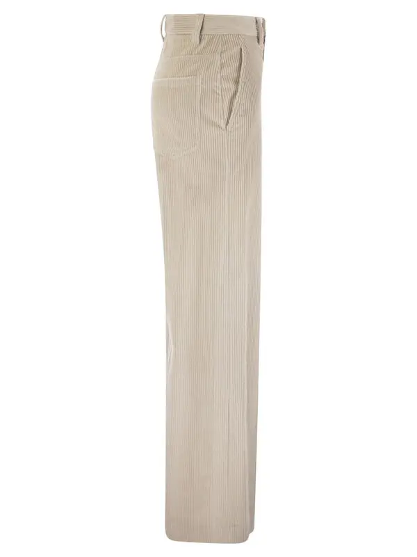 Brunello Cucinelli Fluid Corduroy Sartorial Track Trousers With Jewellery Embellishment - Multicolor
