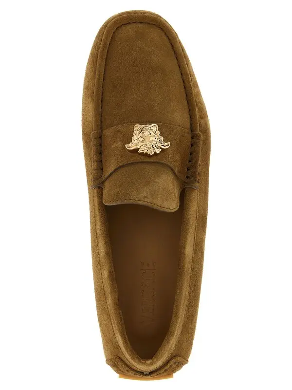 Versace La Medusa Suede Loafers - Brown