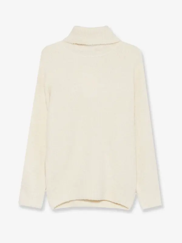 TOTEME Boucle Alpaca Blend Turtleneck Sweater - Cream