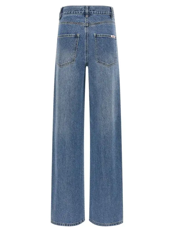 SELF-PORTRAIT Rhinestone Embellished Straight Leg Jeans