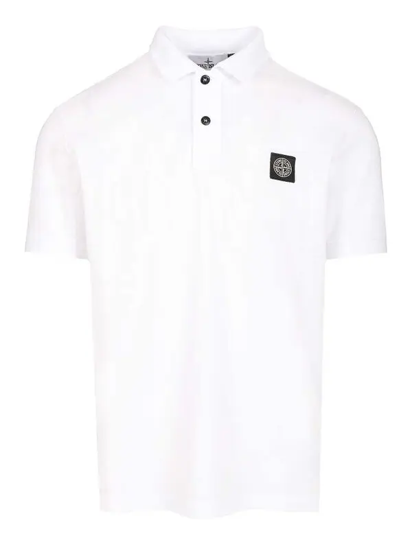 Stone Island Cotton Short-sleeved Polo Shirt - White