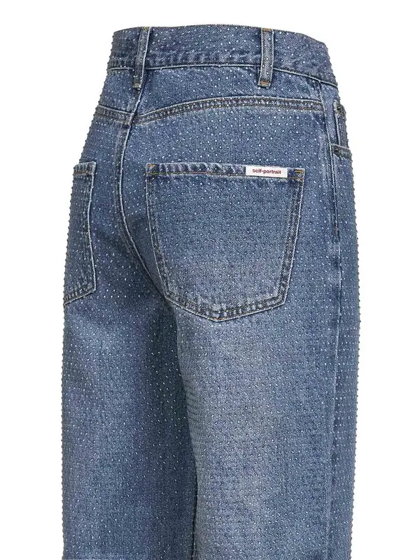 SELF-PORTRAIT Rhinestone Embellished Straight Leg Jeans