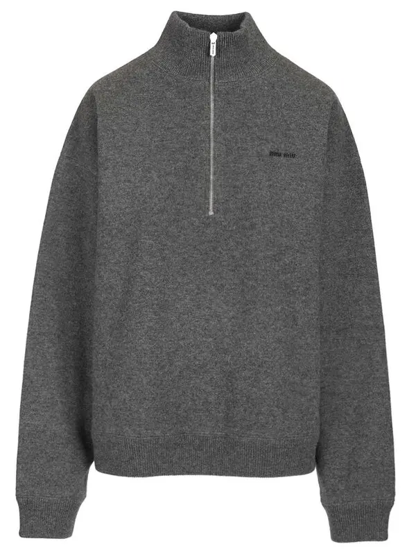 Miu Miu Cashmere And Cotton Blend Zip-up Sweater