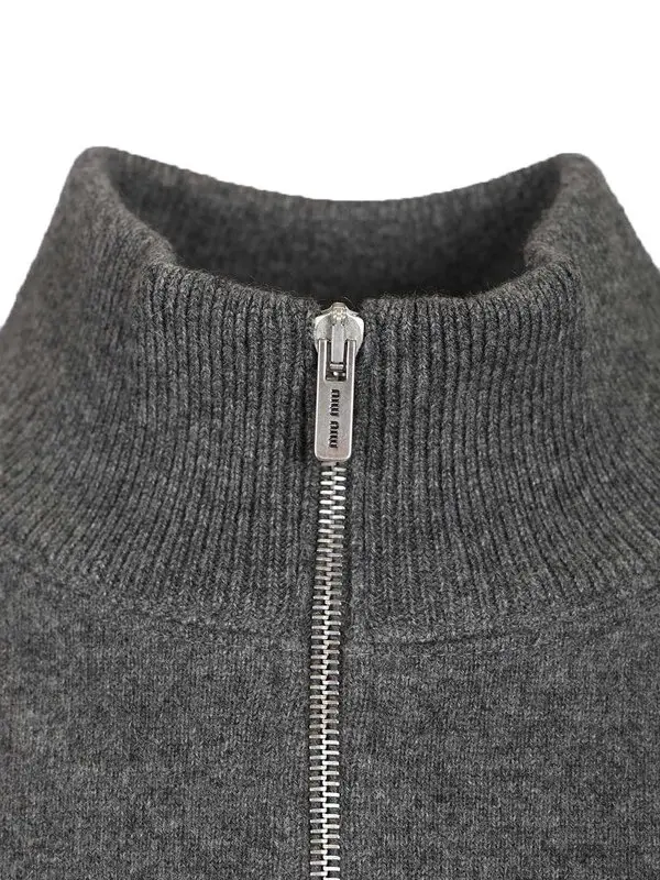 Miu Miu Cashmere And Cotton Blend Zip-up Sweater