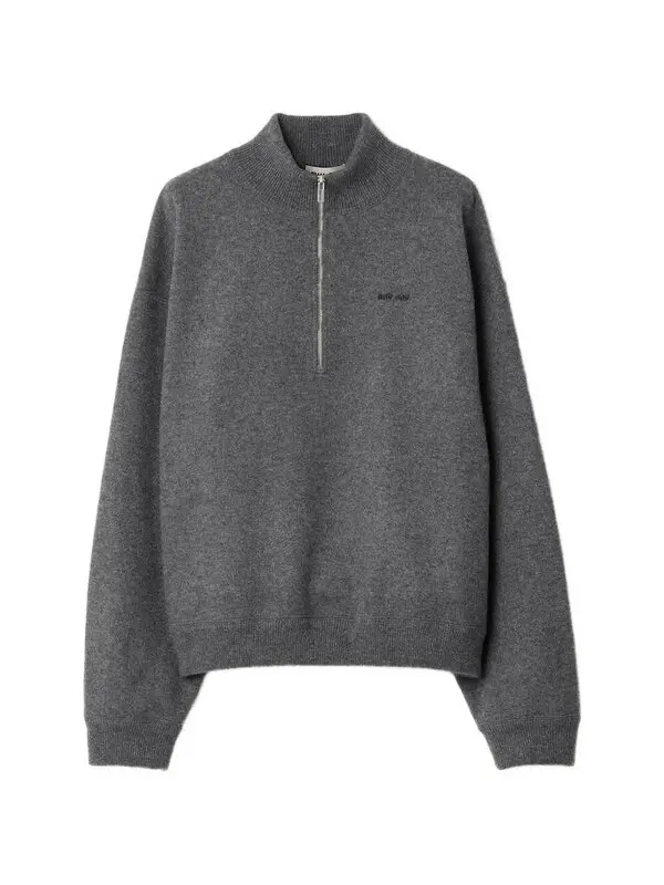 Miu Miu Cashmere And Cotton Blend Zip-up Sweater