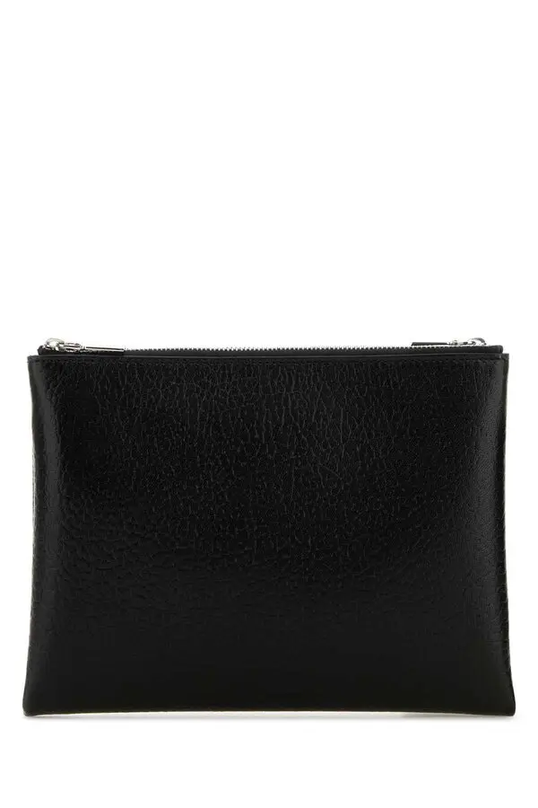 Alexander McQueen Leather Pouch With Silver Metal Finishing