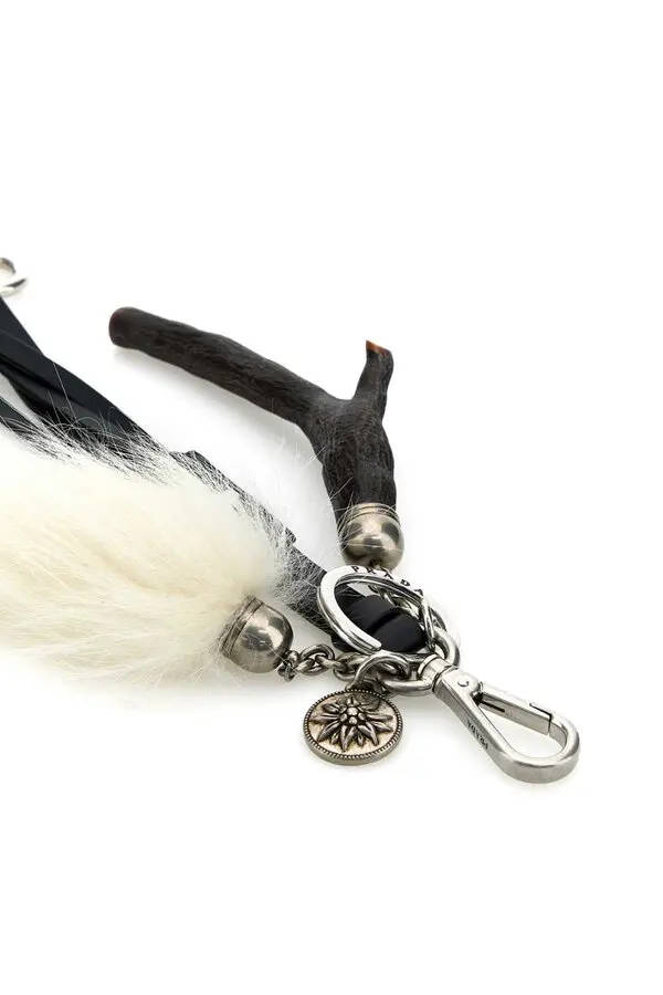 Prada Leather Key Ring With Charms - Black