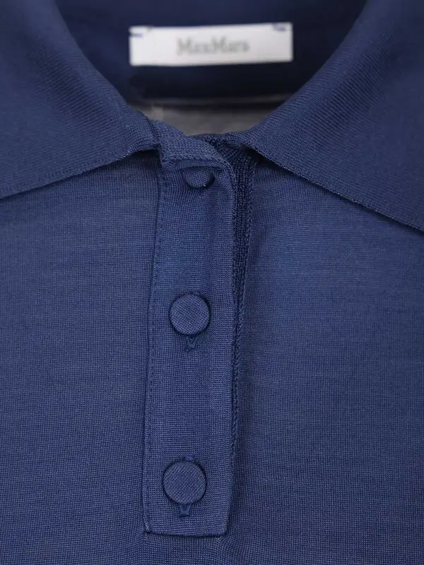 Max Mara Silk Jersey Polo Shirt - Blue