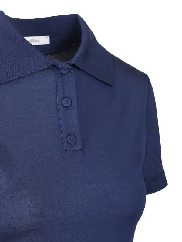 Max Mara Silk Jersey Polo Shirt - Blue