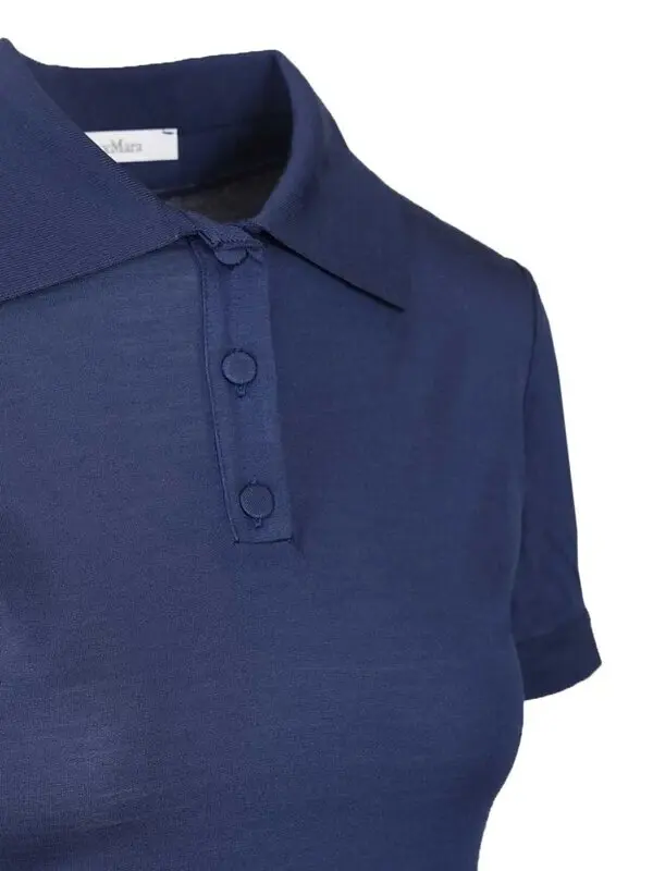 Max Mara Silk Jersey Polo Shirt - Blue