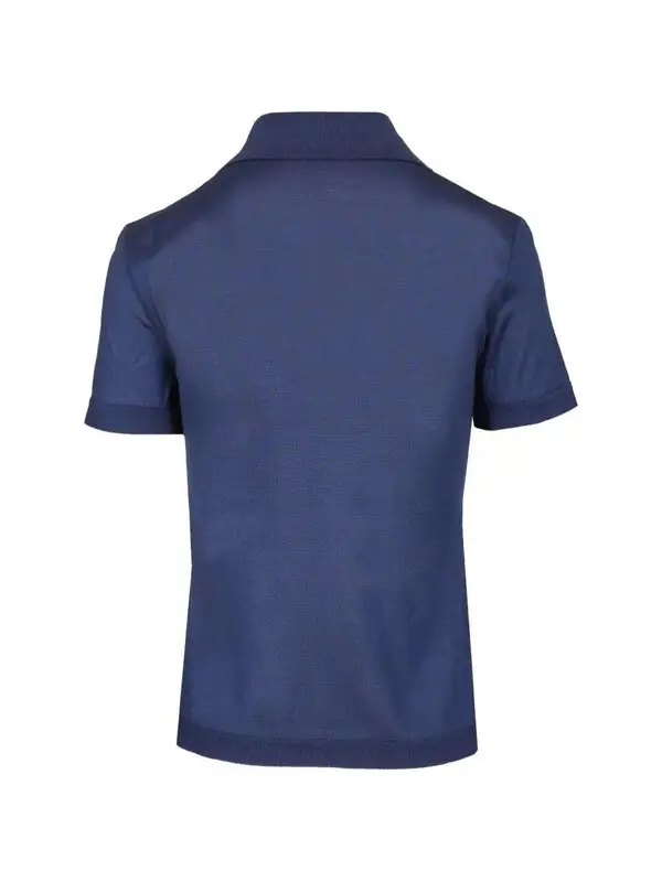 Max Mara Silk Jersey Polo Shirt - Blue