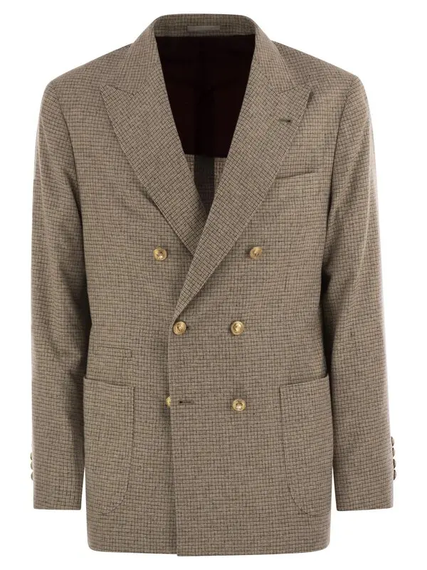 Brunello Cucinelli One-and-a-half Breasted Deconstructed Jacket In Checked Flannel - Cream