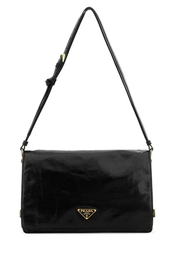 Prada Medium Leather Shoulder Bag - Black