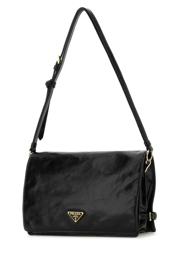 Prada Medium Leather Shoulder Bag - Black